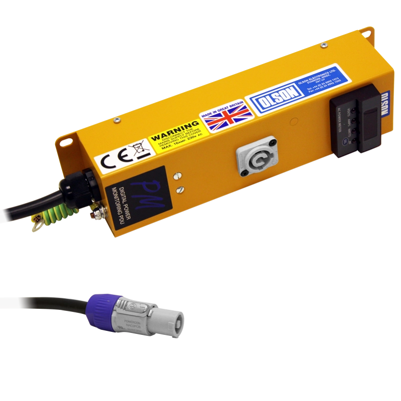 1 Way 20A Neutrik Powercon Power Meter Box PDU - Olson Direct