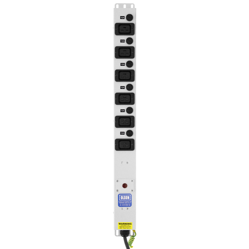 6 Way 16A IEC 60320 C19 Unswitched Individually Fused Neon 32A Plug PDU ...