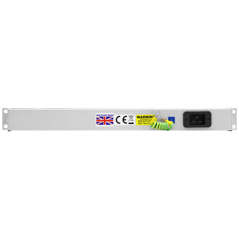 6 Way 19" 1U 16A IEC 60320 C19 Neon & Fused C20 Inlet PDU - Olson Direct