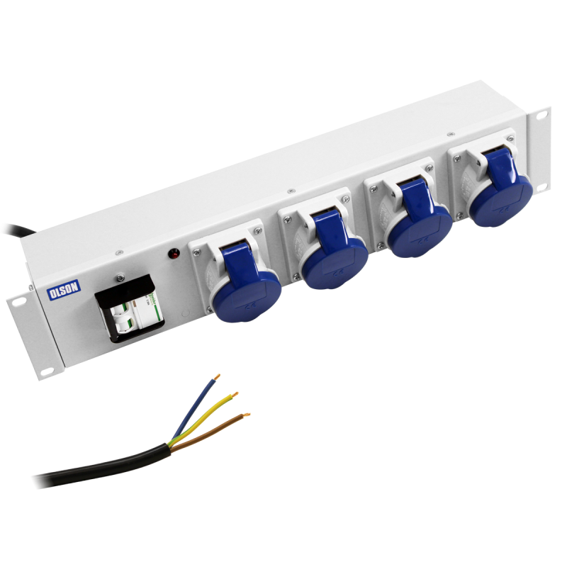 4 Way 19" 2U Horizontal 16A BS4343 DP Circuit Breaker Rack Mount PDU ...