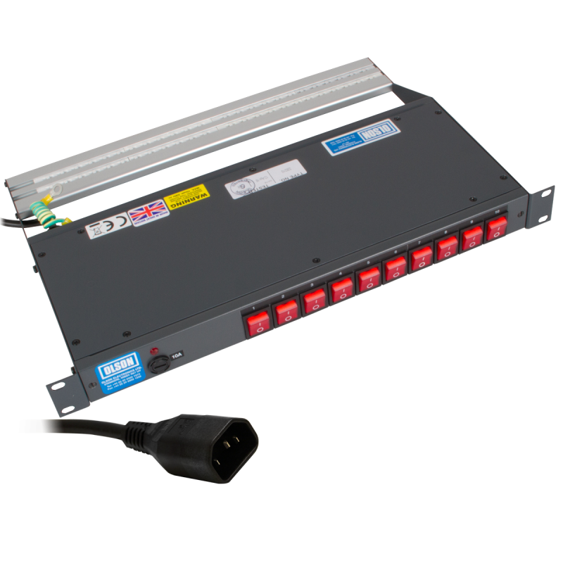 10 Way 19" 1U 10A C13 Manual Switching Rack Mount Rear Facing Socket ...