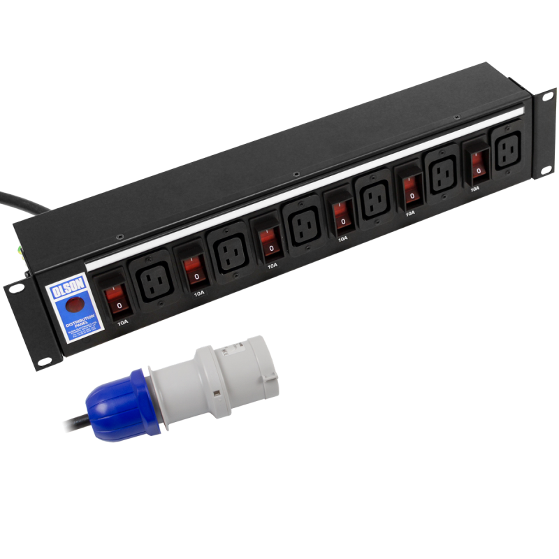 6 Way 2U 19" 16A IEC 60320 C19 Neon Individual Circuit Breaker 32A Plug ...