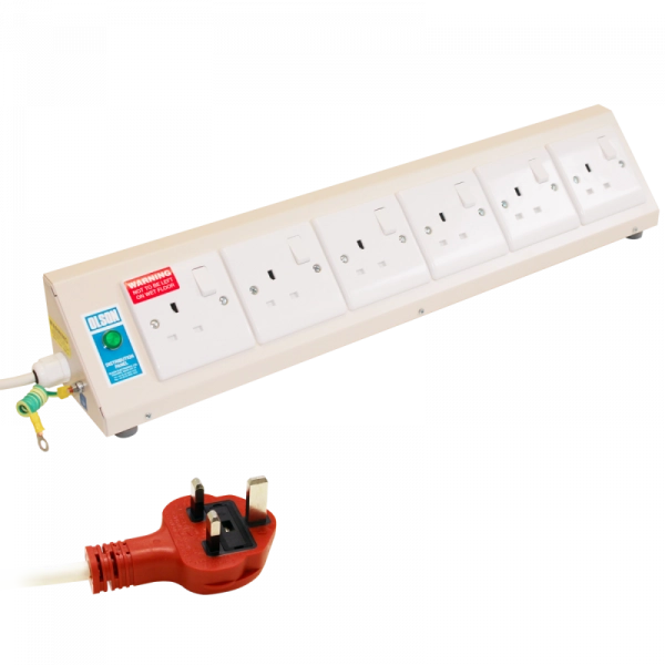 Hospital Grade 6 Way 13A Switched Sloping Bench PDU - Olson Direct