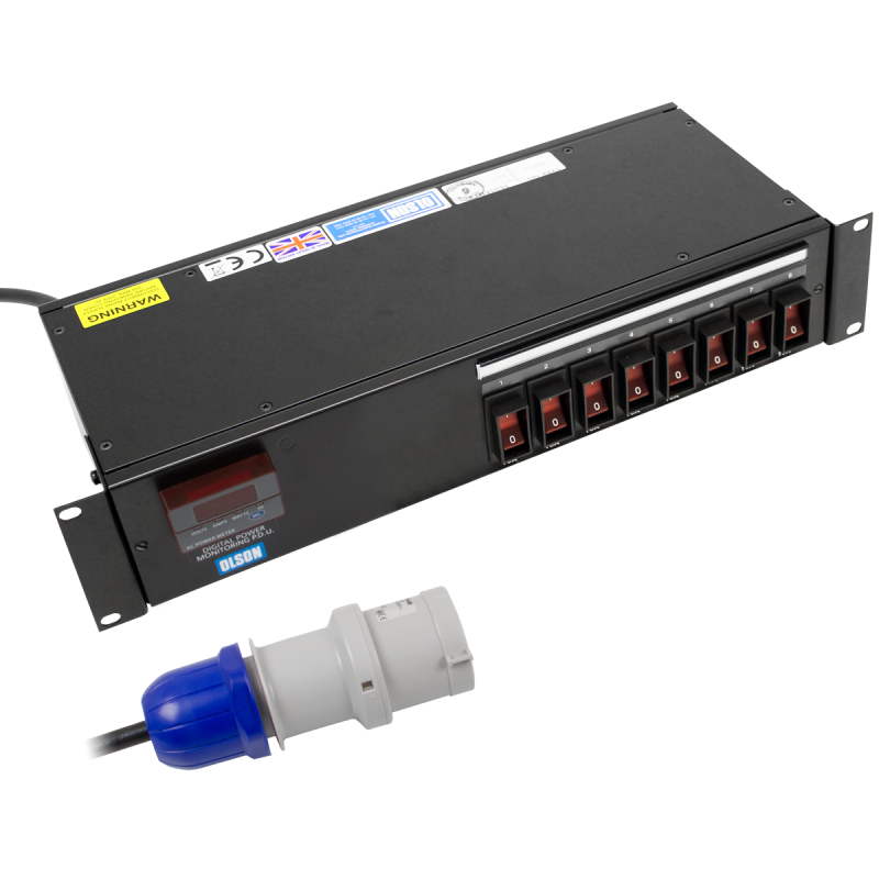 8 Way 19" 2U Power Metered 16A IEC 60320 C19 Individual Circuit Breaker ...