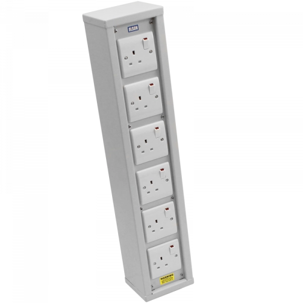 6 Way 13A Individually Switched + 6 Accessory Mount Power Post Service ...