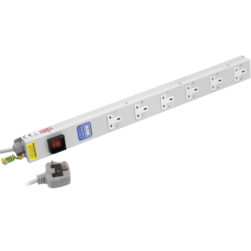 6 Way 13A Vertical Sockets Illuminated Main Switch 13A Plug PDU - Olson ...
