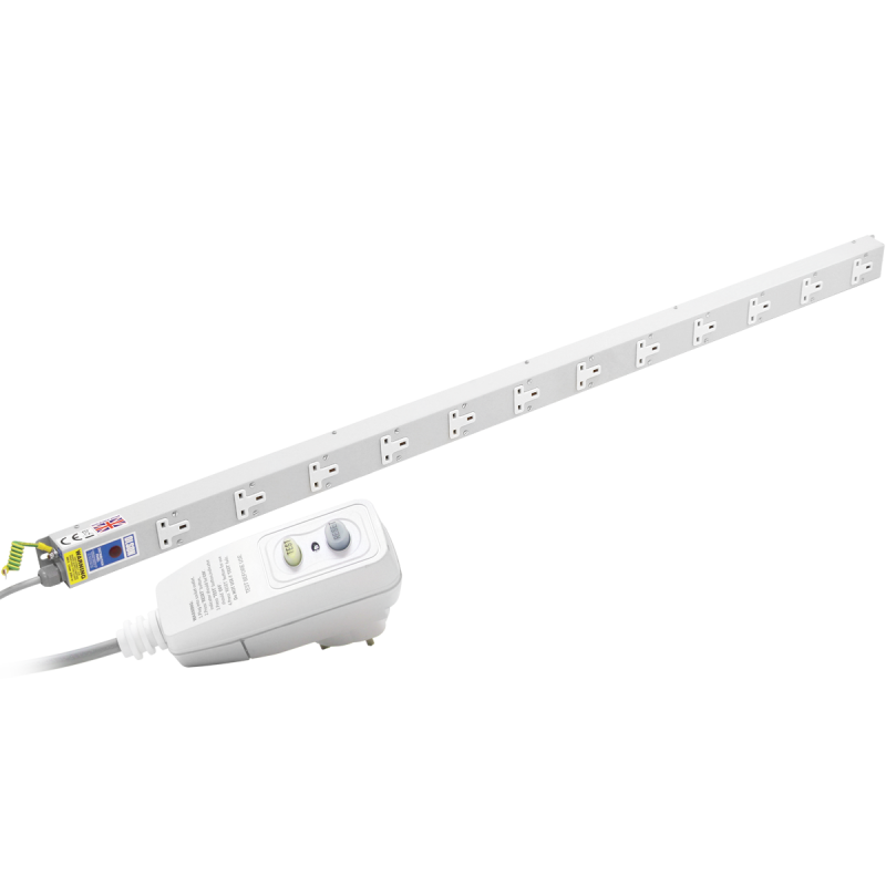 12 Way 13A Vertical Sockets Neon 13A RCD Plug PDU - Olson Direct