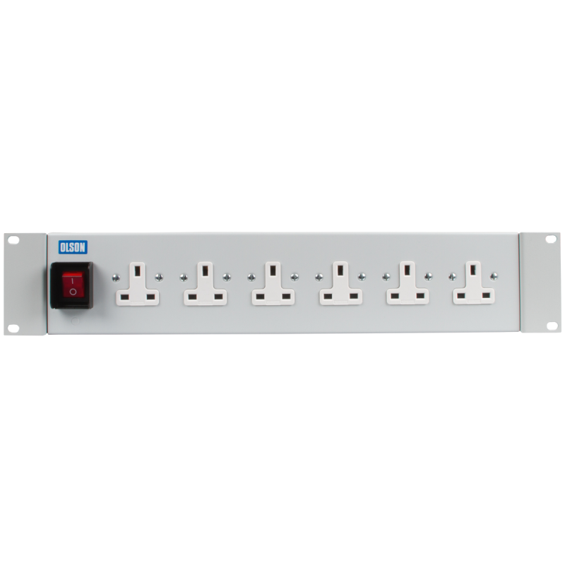 6 Way 19" 2U Horizontal 13A Rack Mount Illuminated Main Switch 13A Plug ...