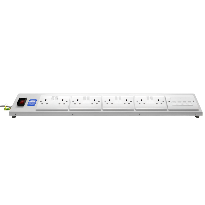 8 Way 13A Switched + 4 RJ45 Ethernet Illuminated Main Switch Sloping ...