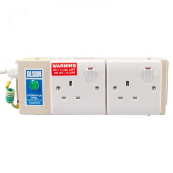 Hospital Grade 2 Way 13A Switched Socket Neon Flat Box PDU - Olson Direct