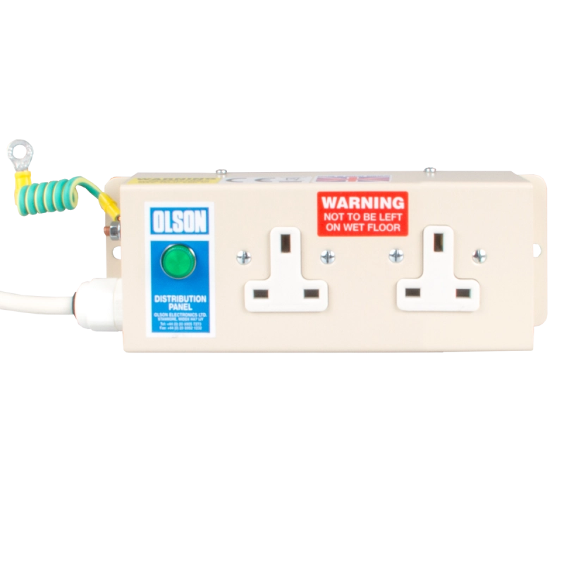 Hospital Grade 2 Way 13A Unswitched Socket Neon PDU - Olson Direct