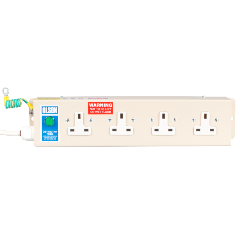 Hospital Grade 4 Way 13A Unswitched Socket Neon PDU - Olson Direct