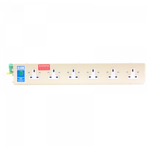 Hospital Grade 6 Way 13A Unswitched Socket Neon PDU - Olson Direct