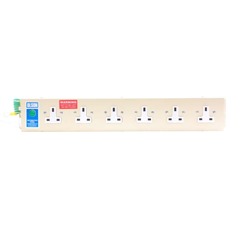 Hospital Grade 6 Way 13A Unswitched Socket Neon PDU - Olson Direct
