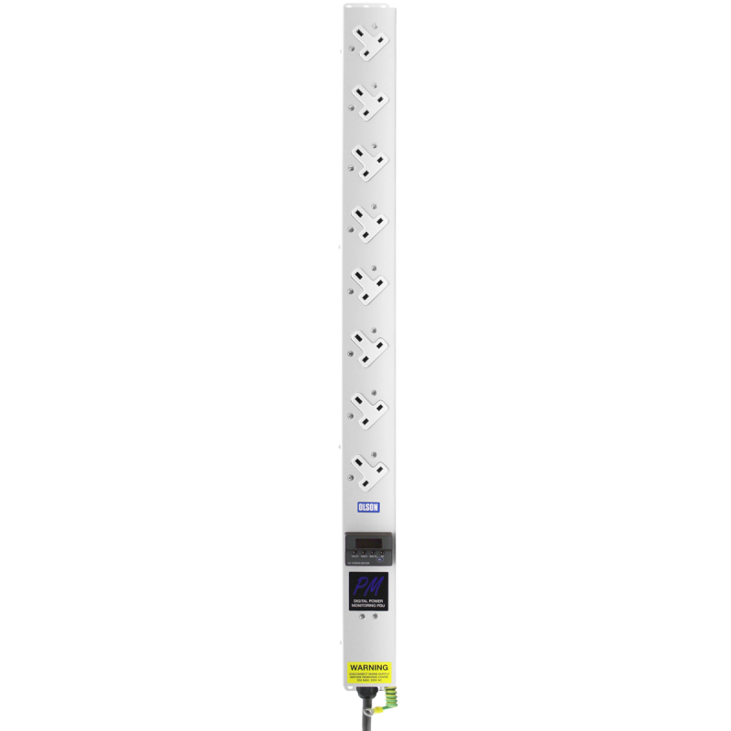 8 Way 13A Power Metered Sockets Angled Right 16A Plug PDU - Olson Direct