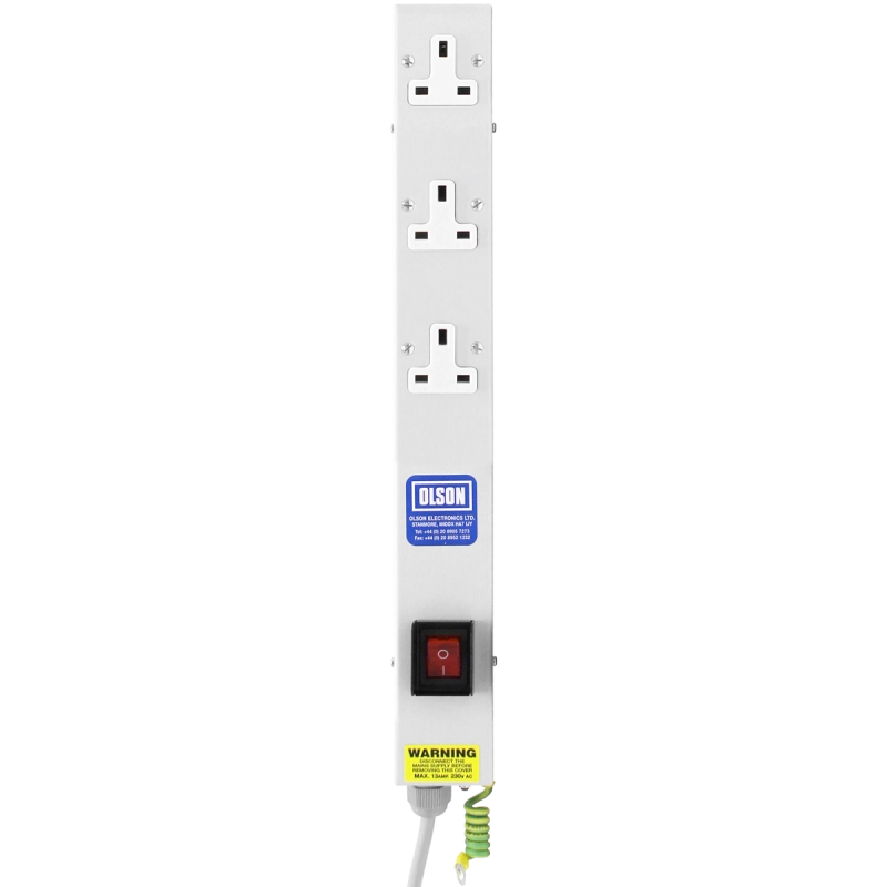 3 Way 13A Vertical Sockets Illuminated Main Switch 13A Plug PDU - Olson ...