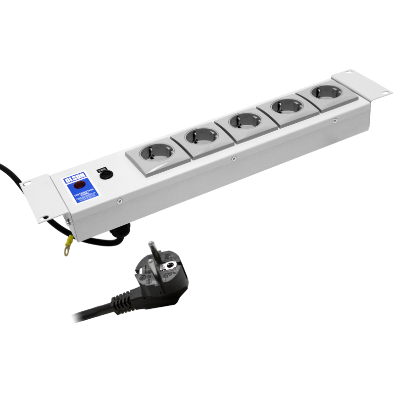 5 Way 19" 2U Horizontal 10A Neon & Fused Schuko Rack Mount PDU - Olson ...