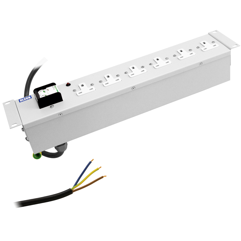 6 Way 19" 2U Horizontal 13A DP Circuit Breaker Rack Mount PDU - Olson ...