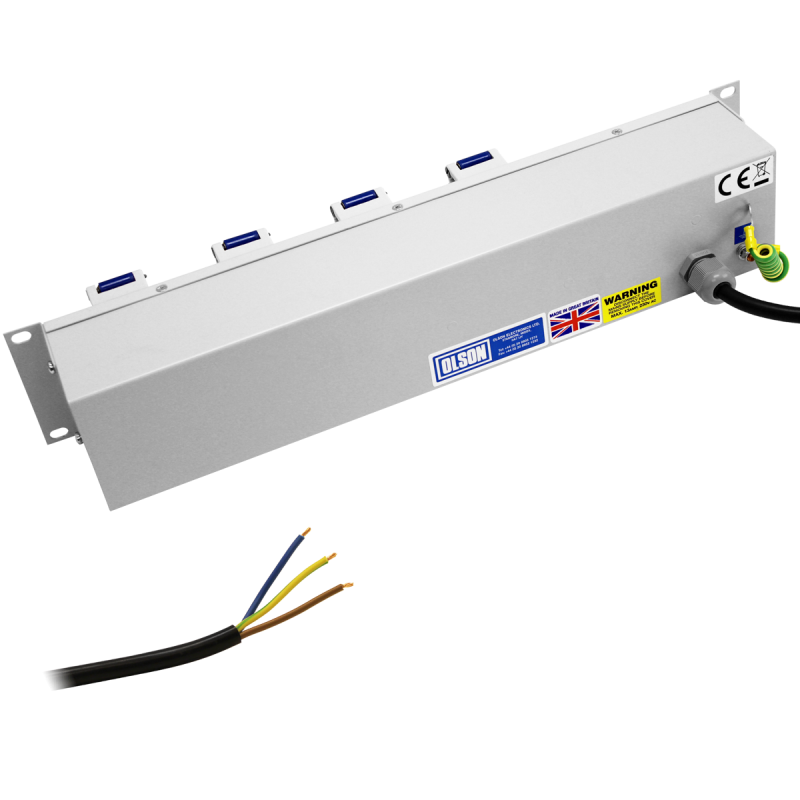 4 Way 19" 2U Horizontal 16A BS4343 DP Circuit Breaker Rack Mount PDU ...