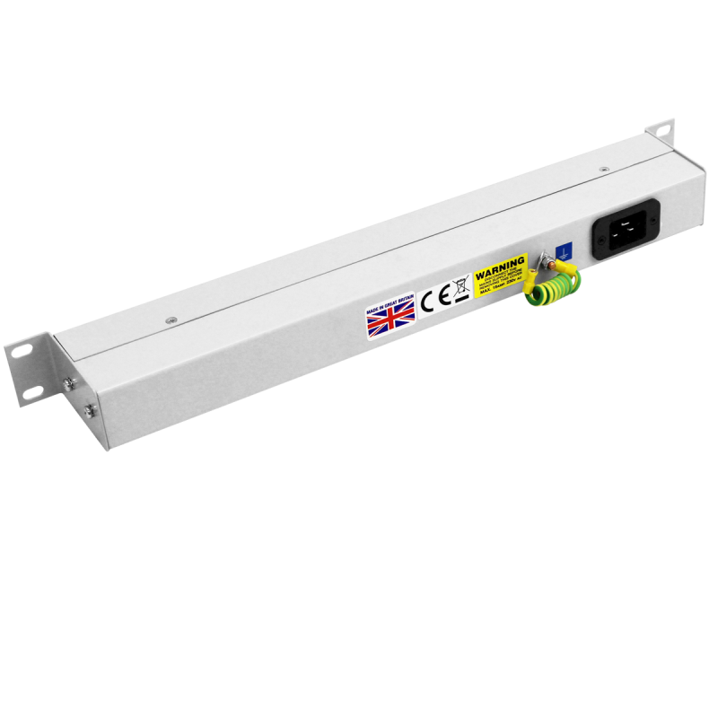 6 Way 19" 1U 16A IEC 60320 C19 Neon & Fused C20 Inlet PDU - Olson Direct