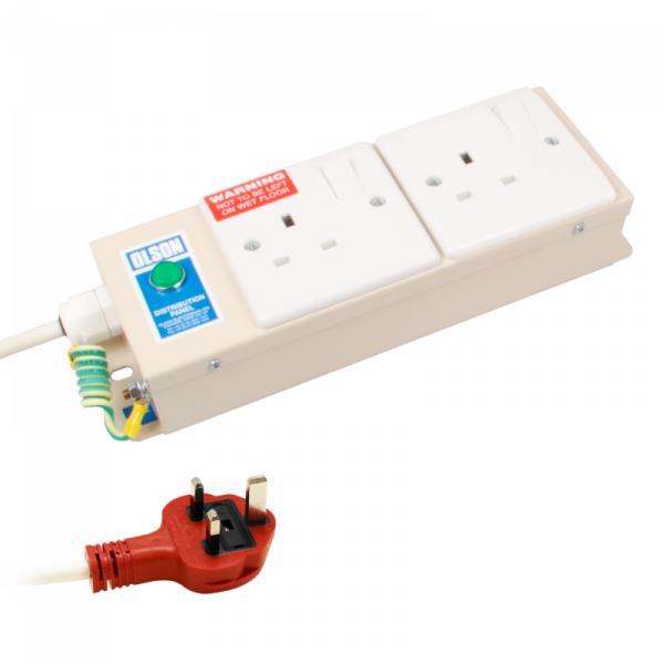 Hospital Grade 2 Way 13A Switched Socket Neon Flat Box PDU - Olson Direct