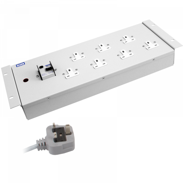 7 Way 19" 4U 13A RCD Protected Rack Mount PDU - Olson Direct